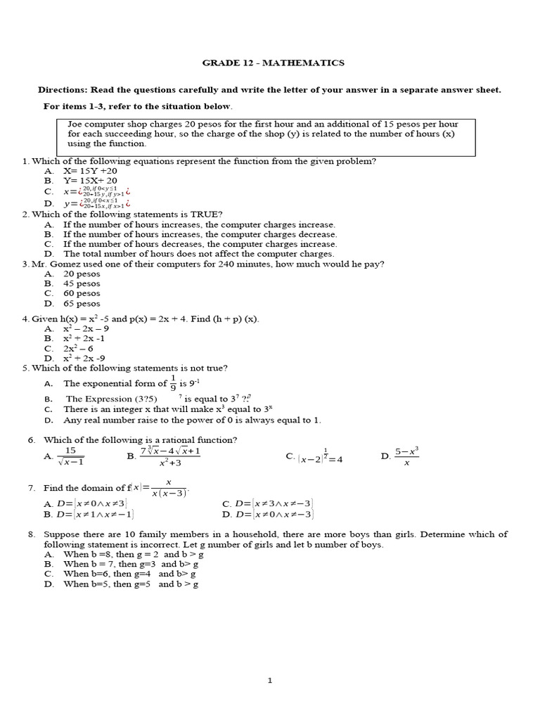Grade 12 - Mathematics | PDF | Numbers | Exponentiation