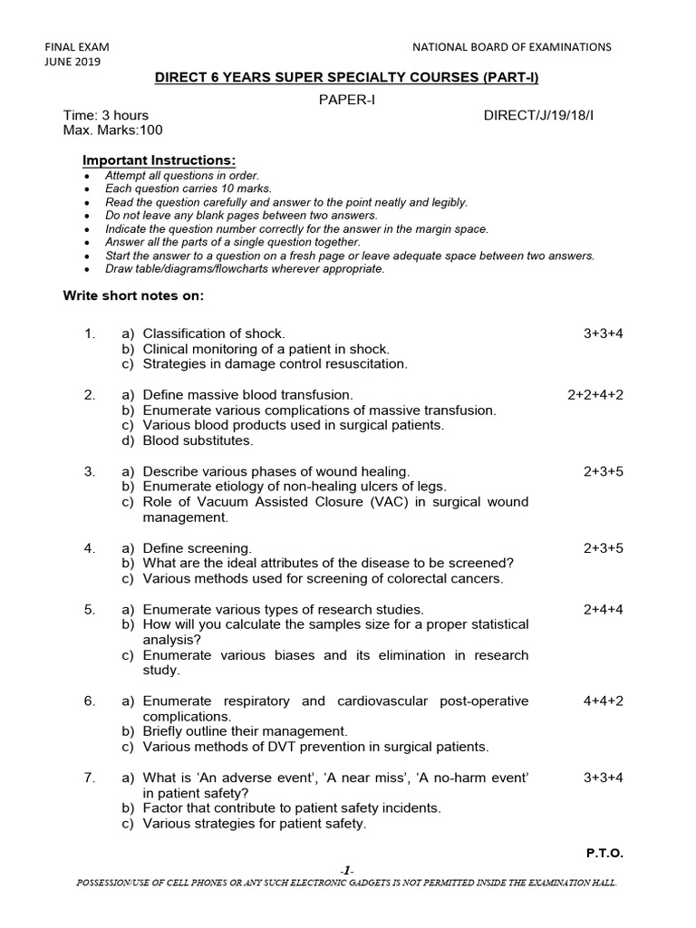 DIRECT 6 YEARS SUPER SPECIALTY COURSES (PART-I) PAPER 1 | PDF | Medical ...