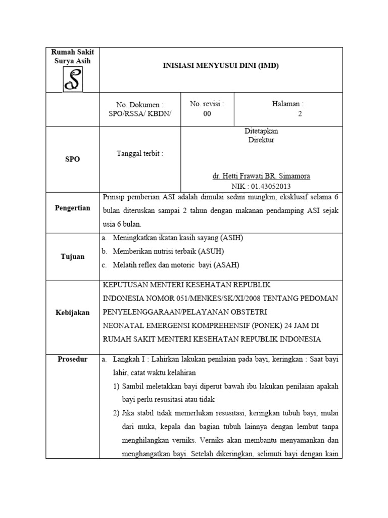 Panduan Inisiasi Menyusui Dini IMD | PDF | Pengembangan Diri ...