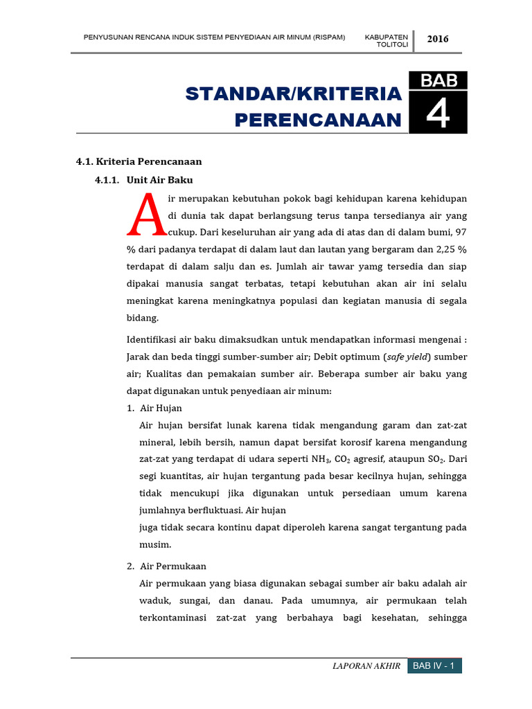 4. BAB IV STANDAR KRITERIA PERENCANAAN | PDF