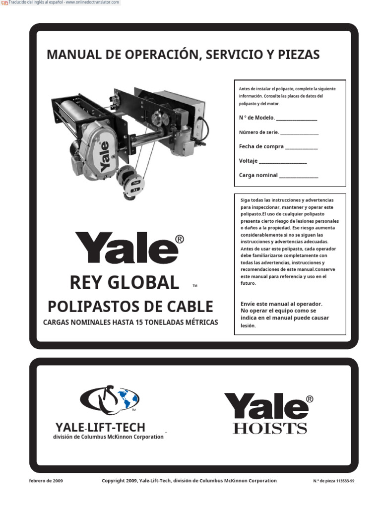Yale Manual | PDF | Engranaje | Cambiar