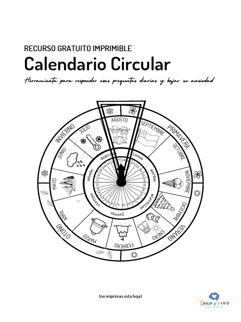 Calendario Circular Imprimible de @tonoytino | PDF | Trabajo de oficina ...