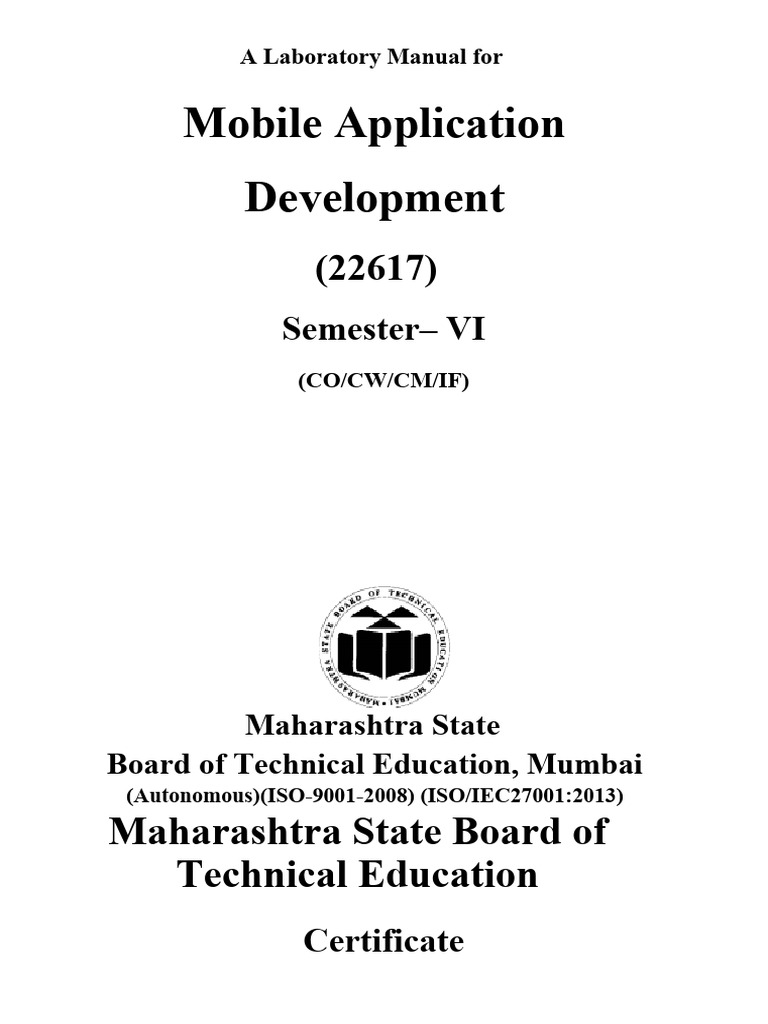 Mobile App Development Lab Manual | PDF | Android (Operating System) | Java (Programming Language)