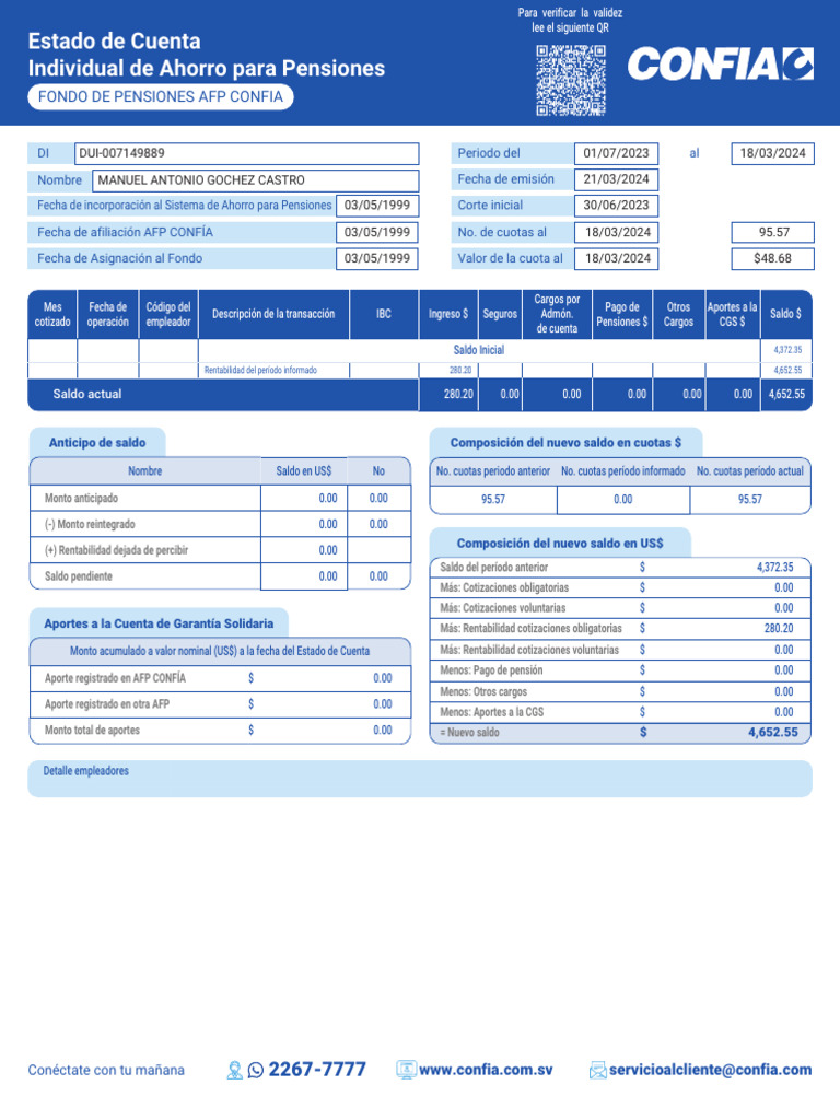 Estado de Cuenta Individual de Ahorro para Pensiones | PDF