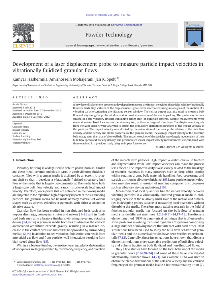 2013 - Development of A Laser Displacement Probe To Measure Particle ...