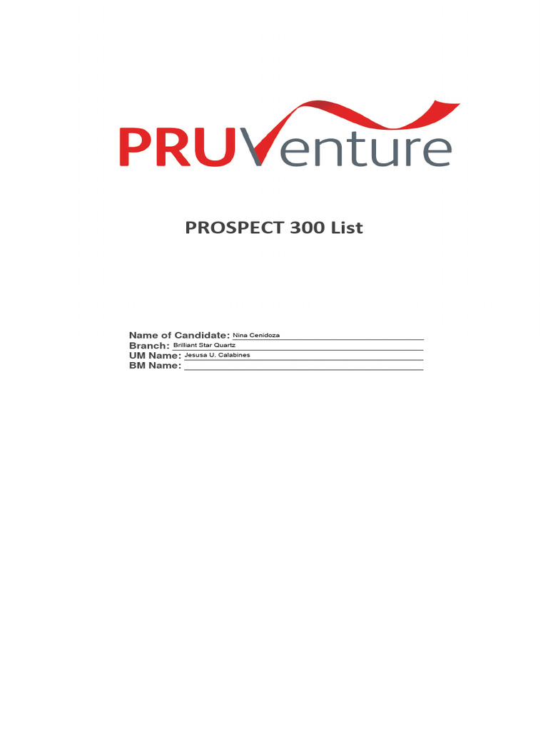 Prospect 300 List Fillable | PDF