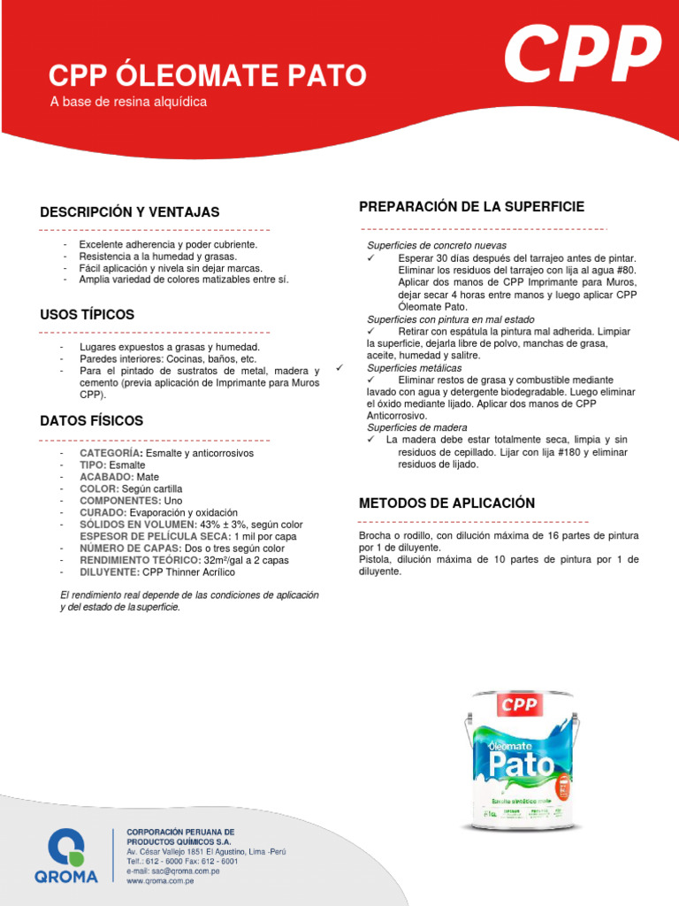 Oleomate Pato CPP | PDF | Pintar | Materiales