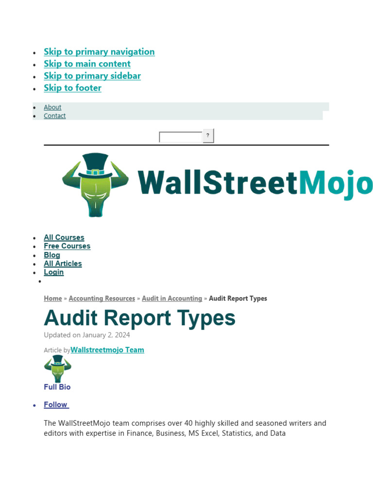 Skip To Primary Navigation Buchi | PDF | Auditor's Report | Audit