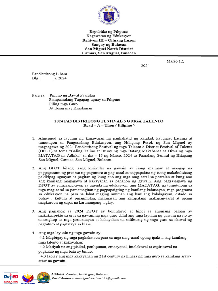 2024 District Festival of Talents Guide | PDF