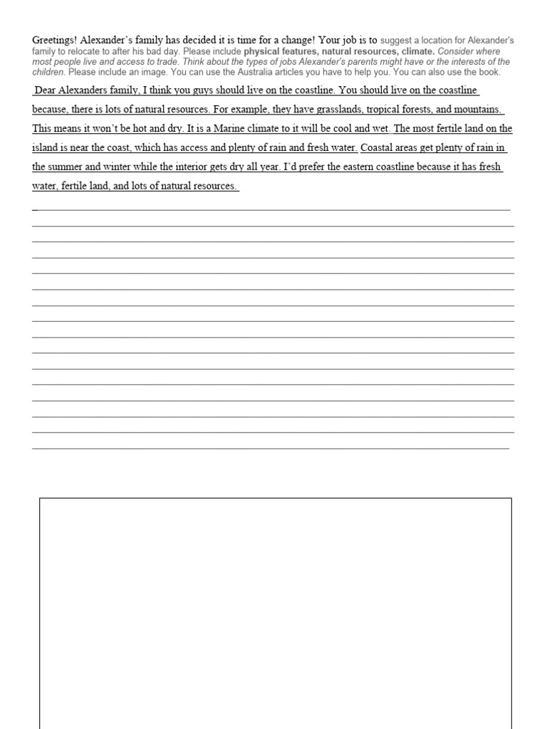 Alexander Bad Day Assignment | PDF | Coast | Climate