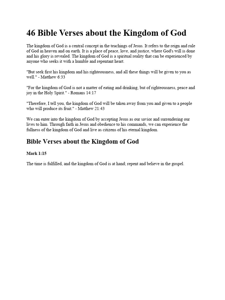 46 Bible Verses About The Kingdom of God | PDF | Gospel Of Matthew ...
