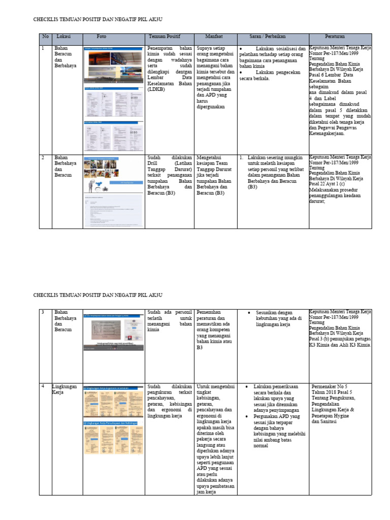 Checklist Temuan Positif Dan Negatif Kelompok 3 | PDF