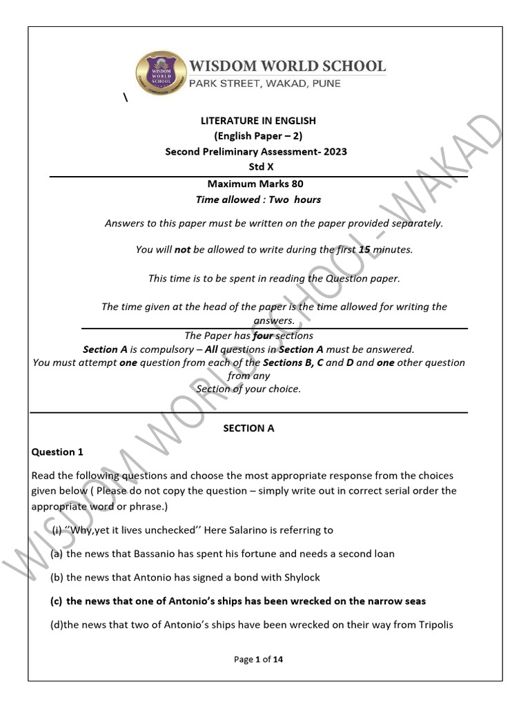 2nd Prelim LITERATURE IN ENGLISH Sol | PDF