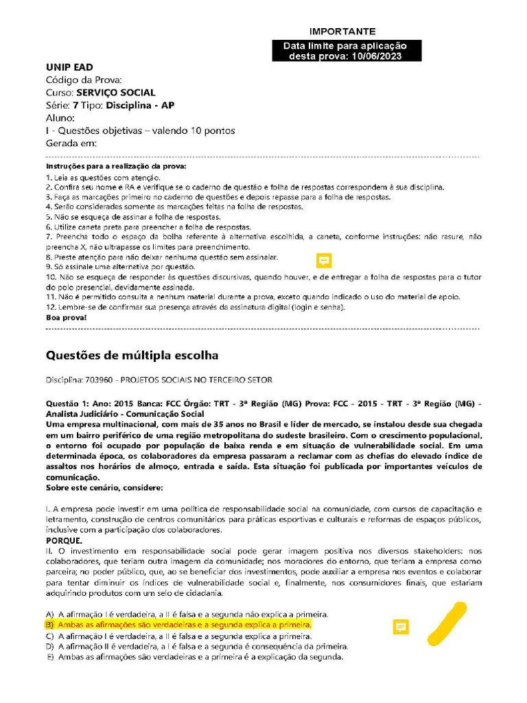 Projetos Sociais No Terceiro Setor - Todas As Provas - Fechadas | PDF