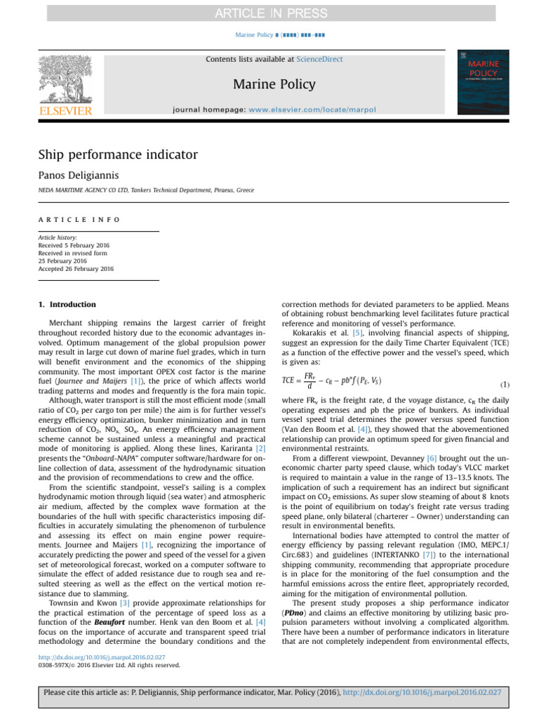 Ship Performance Indicators | PDF | Marine Propulsion | Propeller