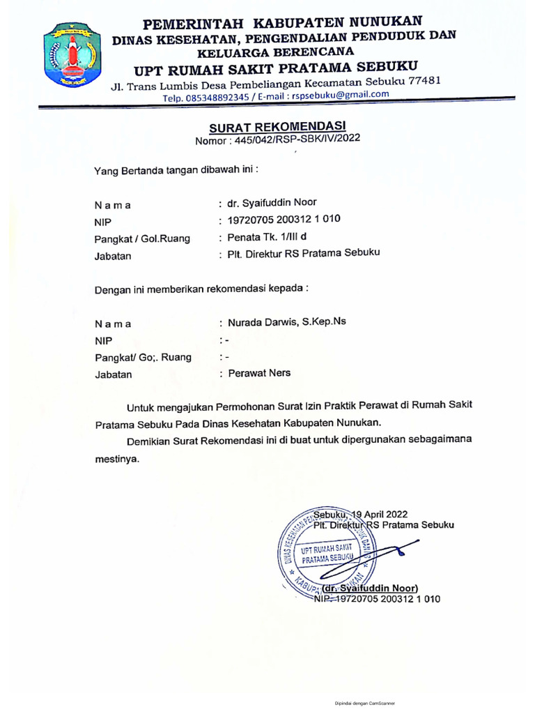 Dokumen Pengajuan Rekomendasi SIPP | PDF