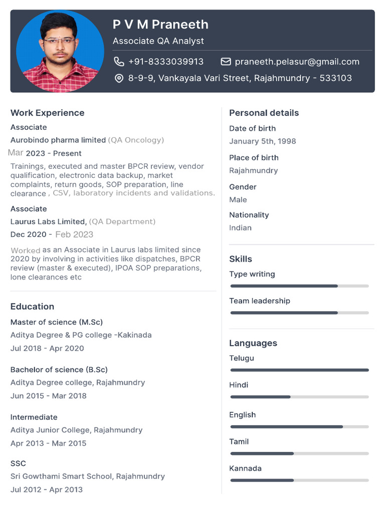 Praneeth Resume | PDF