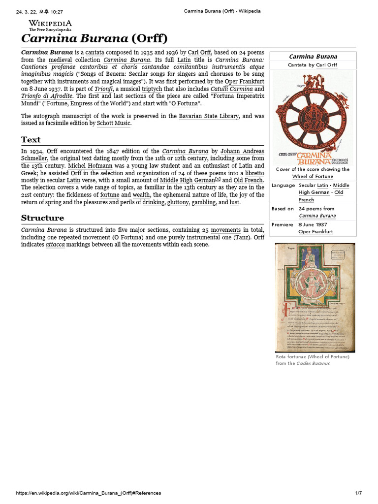 Carmina Burana (Orff) - Wikipediaaa | PDF