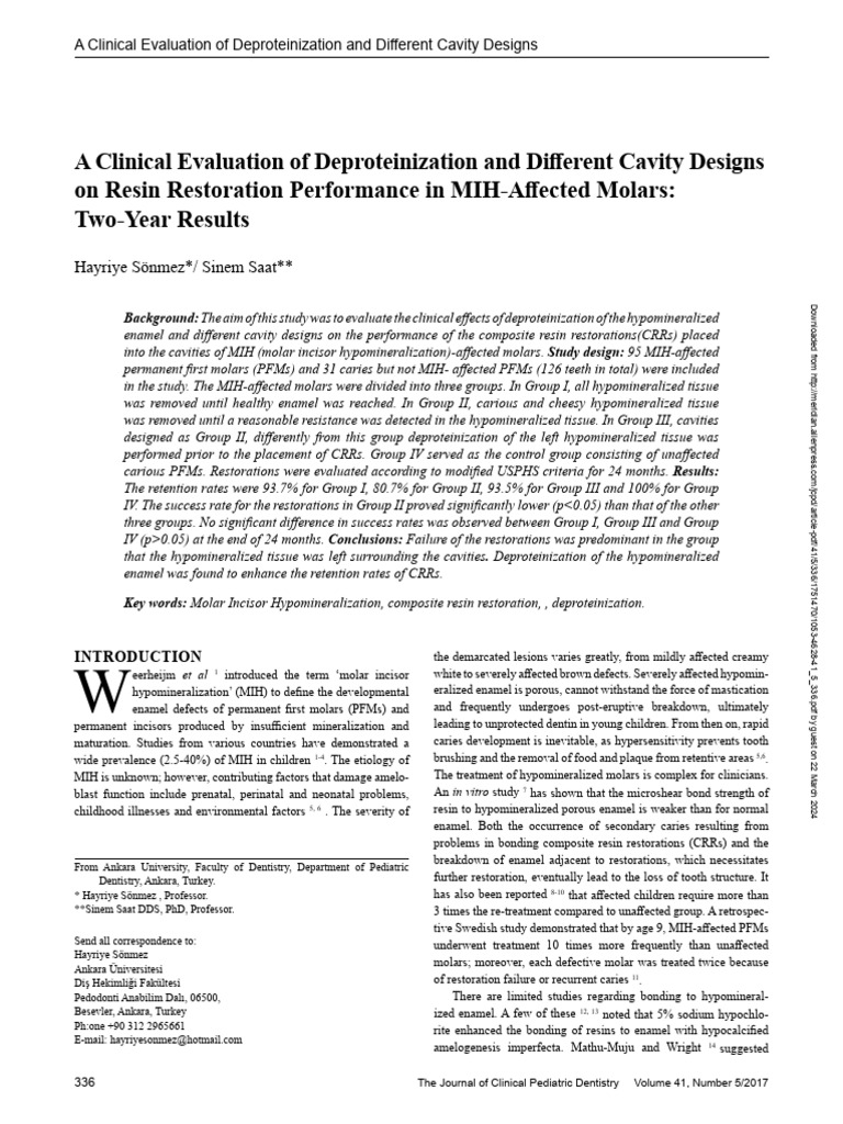 A Clinical Evaluation of Deproteinization and Different Cavity Designs ...