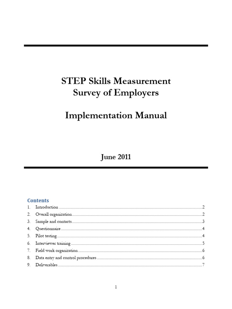 Implementation Manual - STEP Employer Survey | PDF | Survey Methodology ...