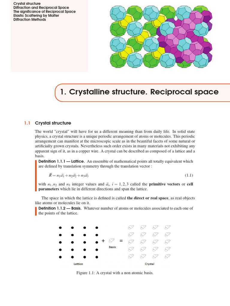 Diffraction Lecture Notes Introduction Pdf Crystal Structure X Ray Crystallography