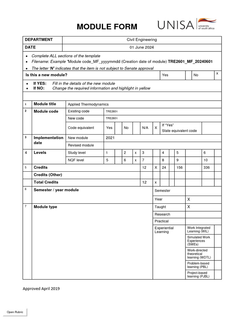 TRE2601 MODULE FORM | PDF | Hydrology | Surveying