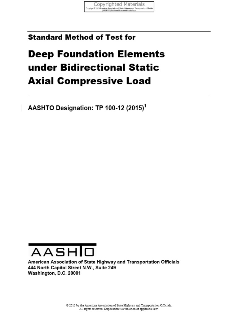 Deep Foundation Elements Under Bidirectional Static Axial Compressive ...