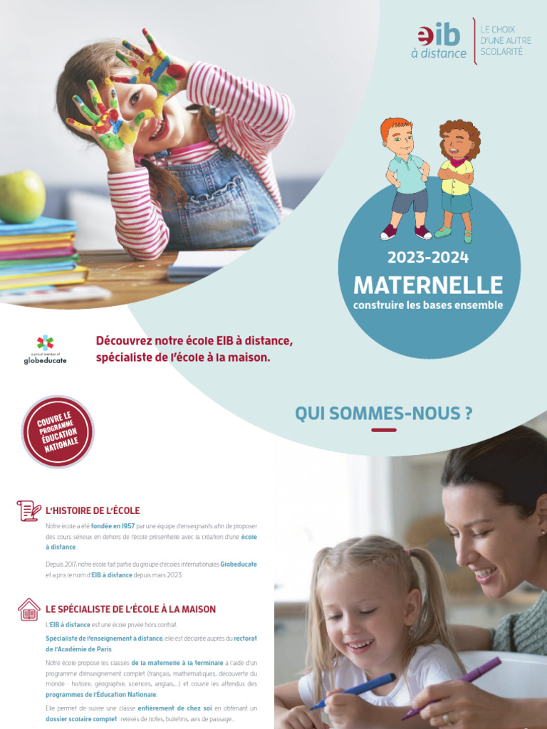 EIB Distance Brochure Maternelle 2023 2024 | PDF
