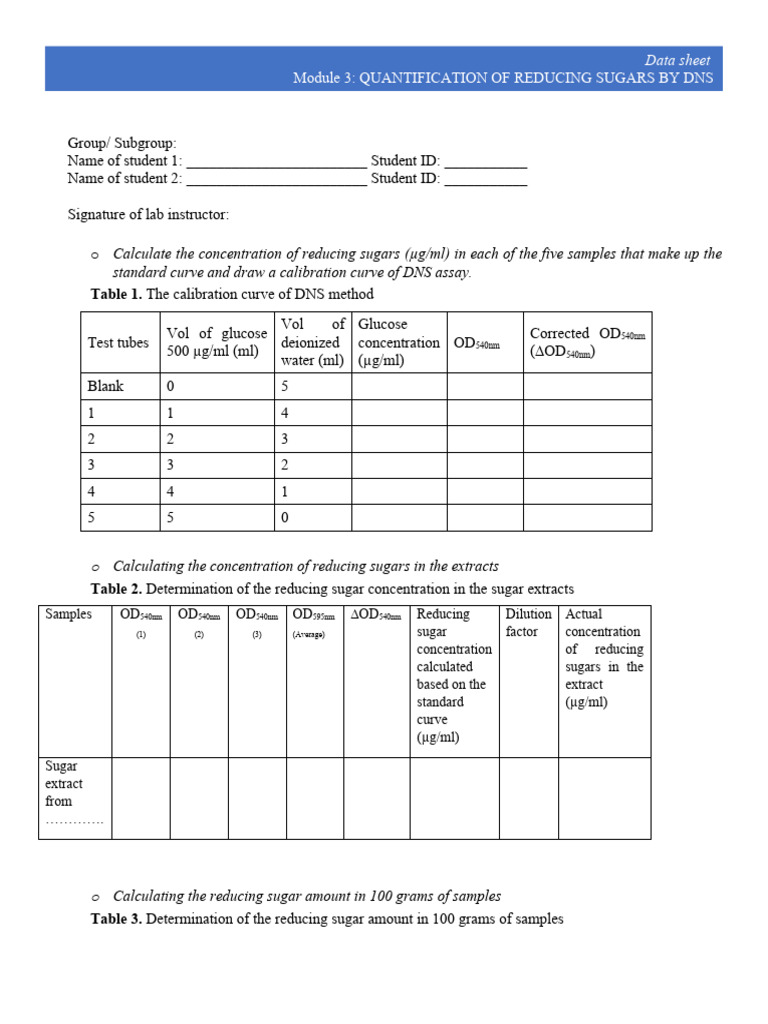 Data sheet 2_Reducing sugars | PDF