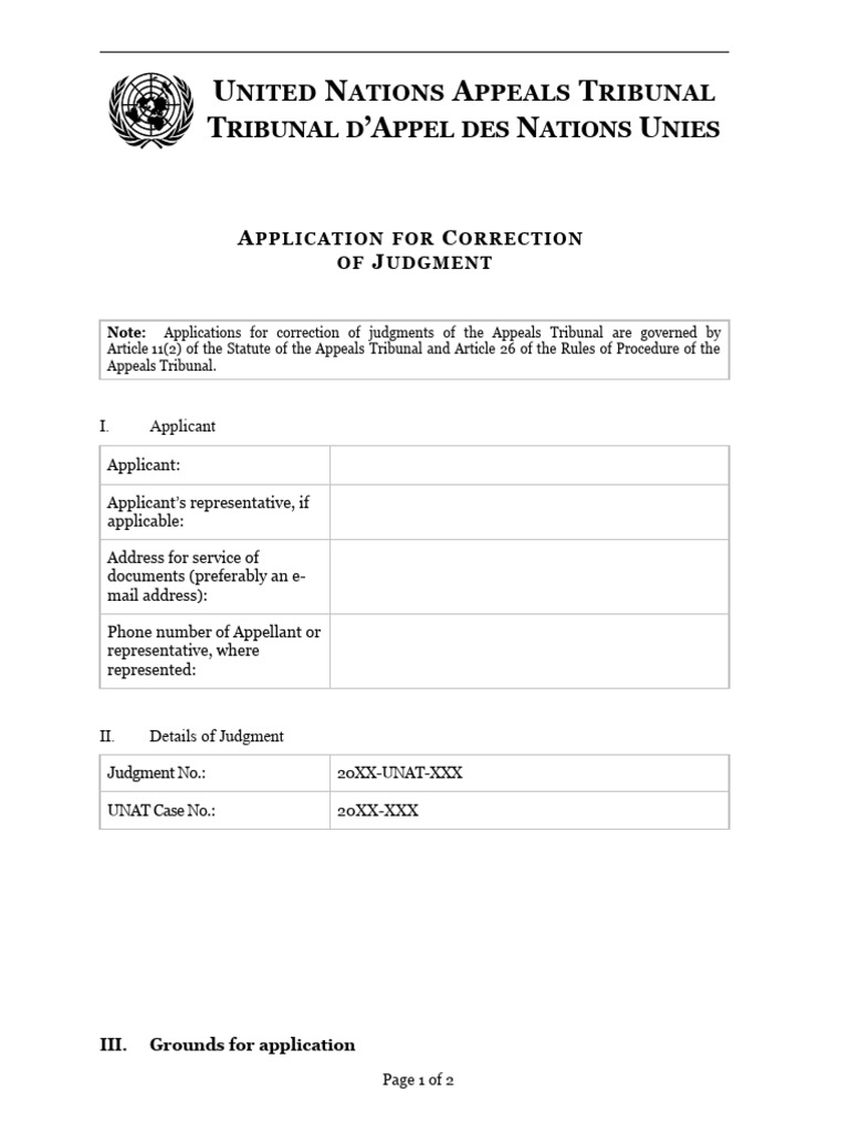 UN Appeals Tribunal Correction Form | PDF | Social Science