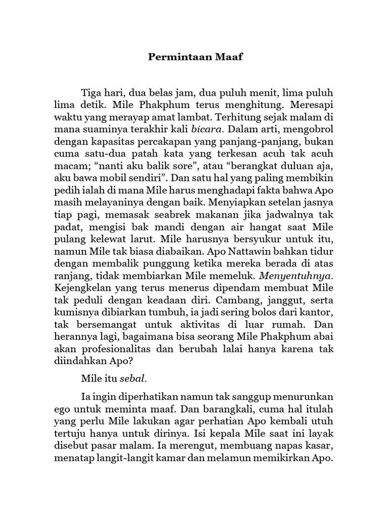 Permintaan Maaf Mile kepada Apo | PDF