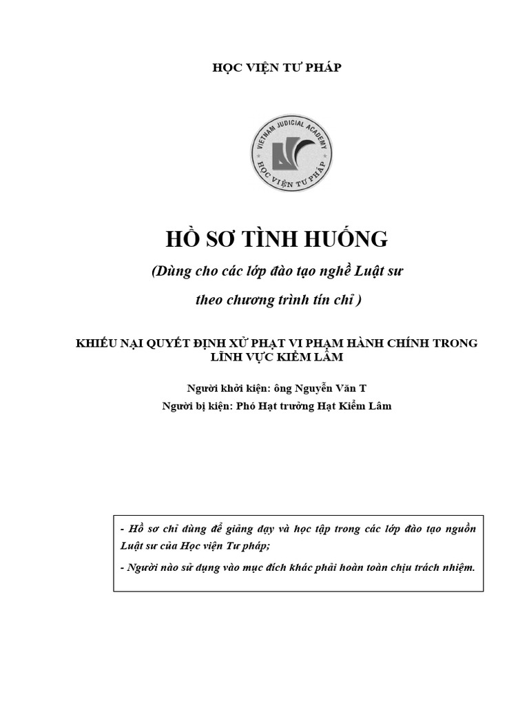 2. Hồ sơ thực tập LS4 khieu nai HC (ông T kiểm lâm) | PDF