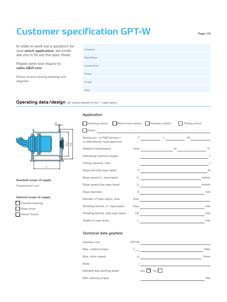 Gearbox Specification for Winch Applications | PDF | Manufactured Goods ...