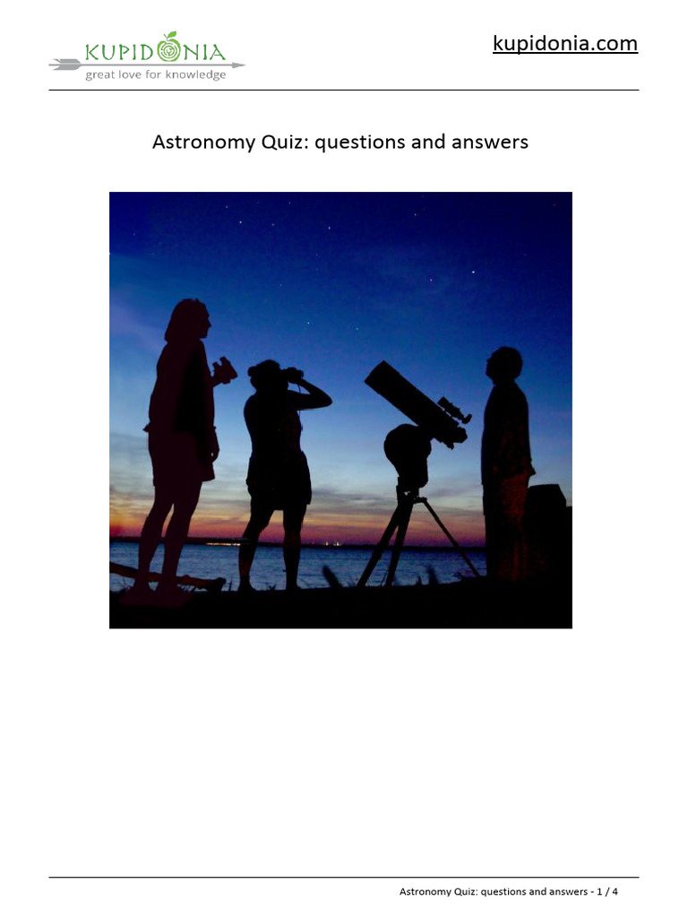 Astronomy Quiz with Answers PDF | PDF