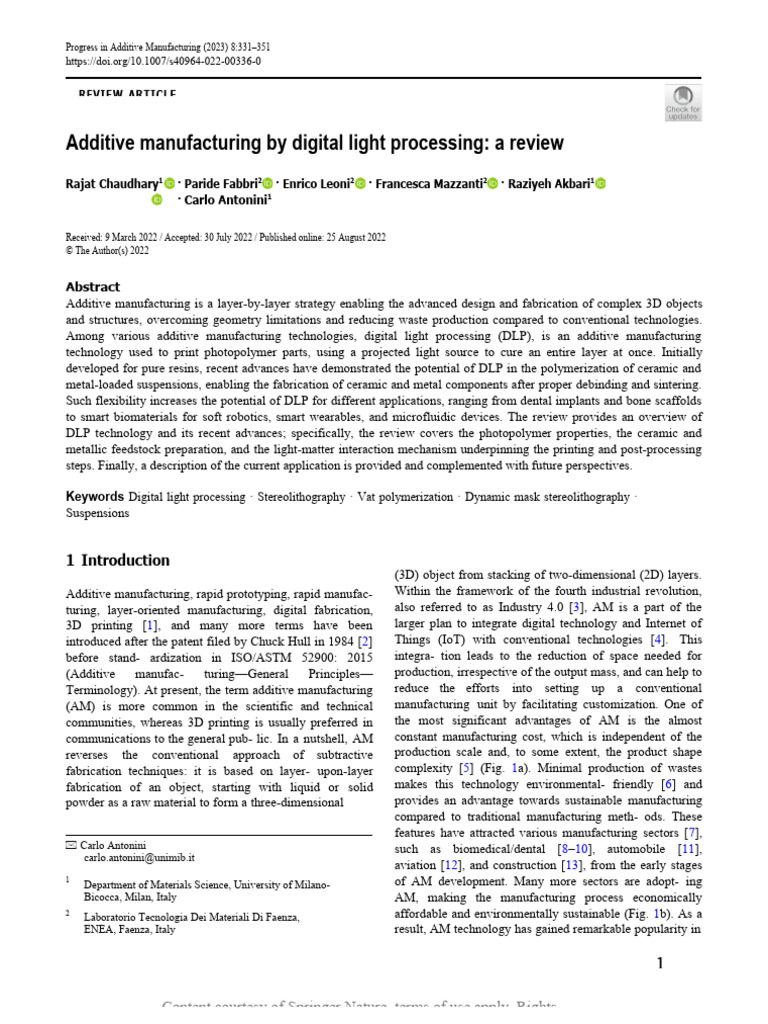 Additive Manufacturing by Digital Light Processing | PDF | 3 D Printing ...