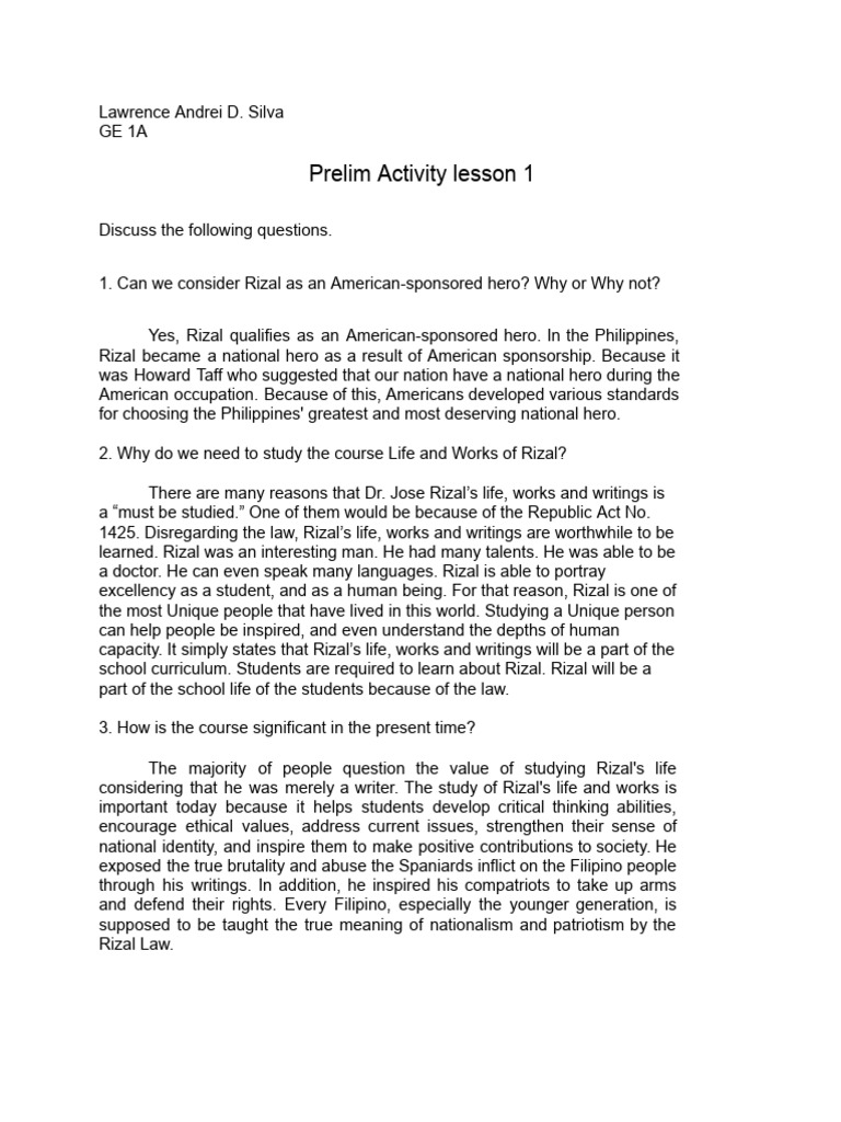 PRELIM activity lesson 1 | PDF
