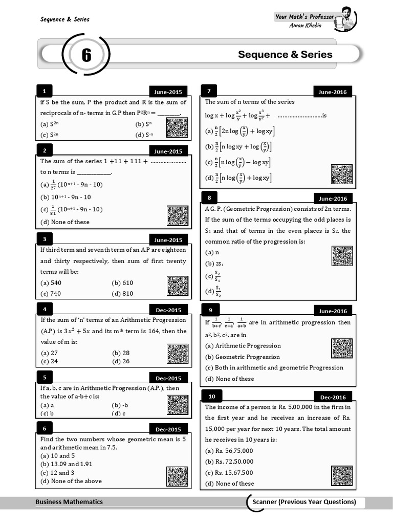 6.sequence & Series-Final | PDF | Mean | Mathematical Analysis