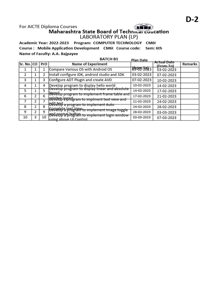 Lab Plan MAD | PDF | Android (Operating System) | Computing