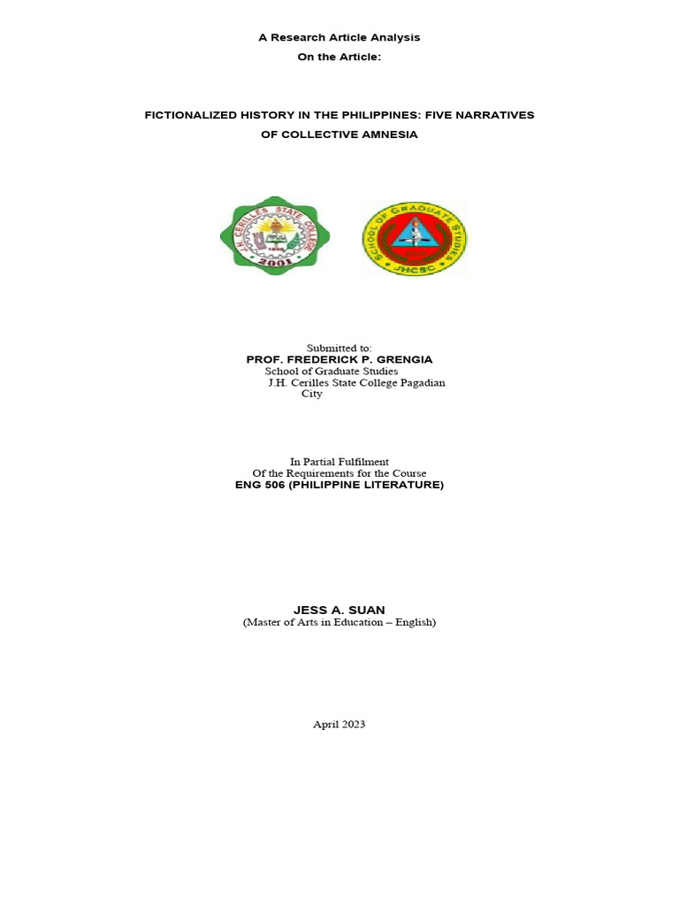 Sample Research Article Analysis | PDF | Philippines | Survey Methodology