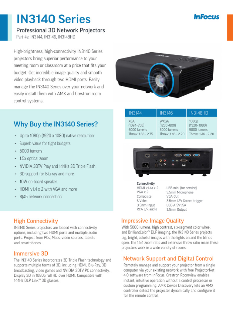 InFocus IN3140 Series Datasheet EN | PDF | Hdmi | Display Resolution