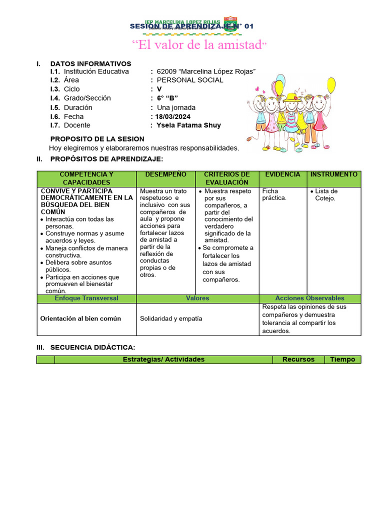 El Valor de La Amistad | PDF | Amistad | Evaluación