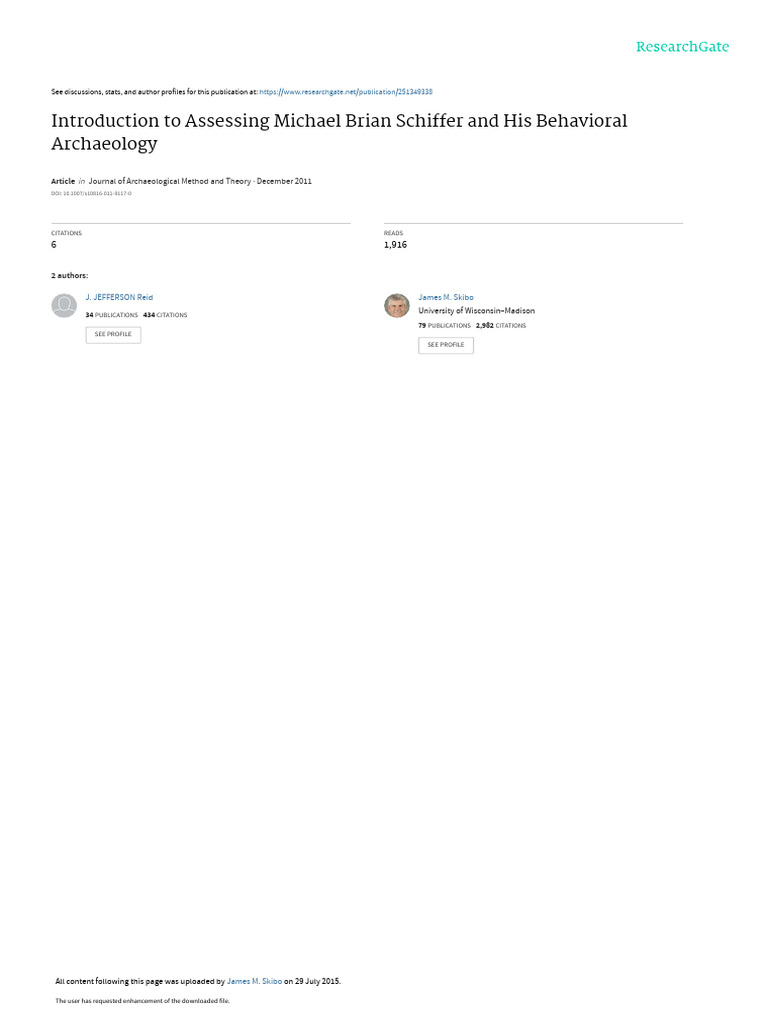 Introduction To Assessing Michael Brian Schiffer A | PDF | Social Science Introduction To Assessing Michael Brian Schiffer A | PDF | Social Science