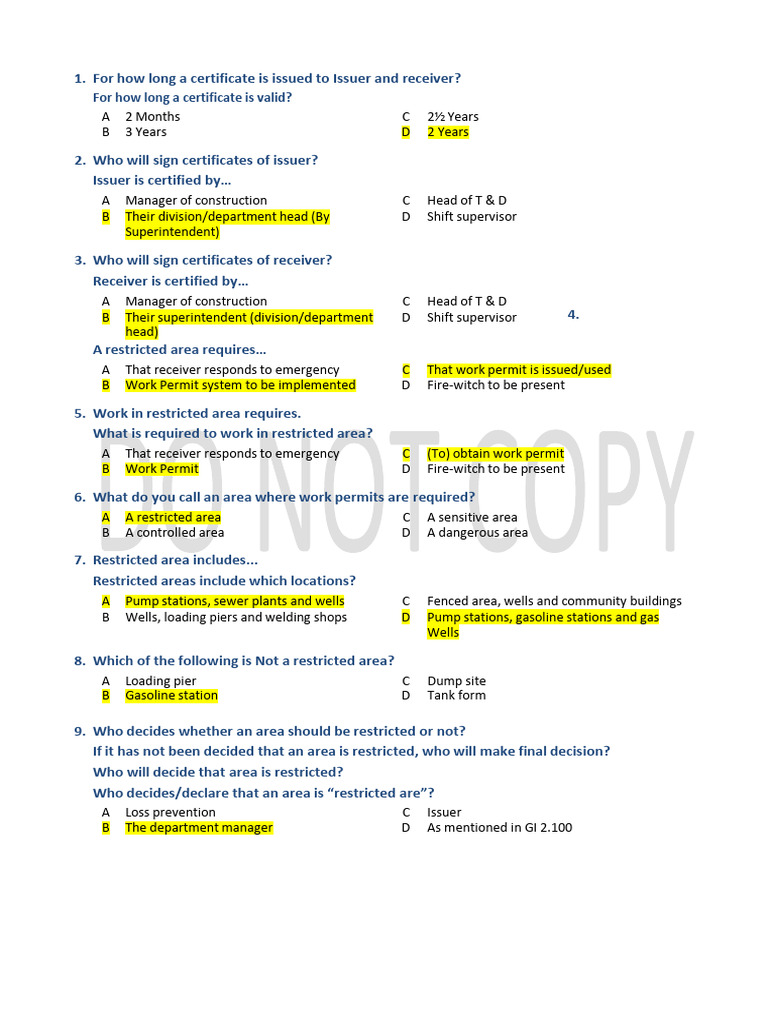 Aramco WPR Practice Questions Set. | PDF