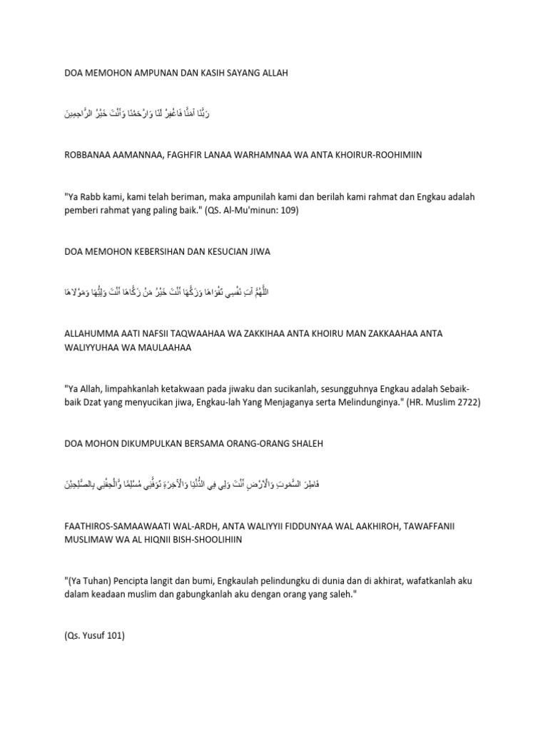 DOA MEMOHON AMPUNAN DAN KASIH SAYANG ALLAH | PDF
