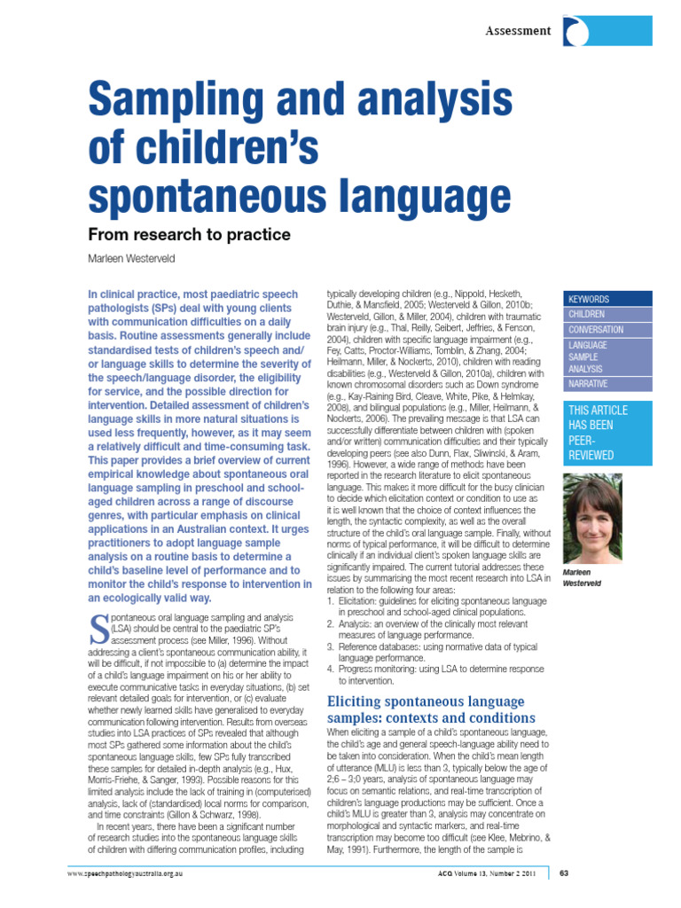 Sampling and analysis | PDF | Language Development | Linguistics