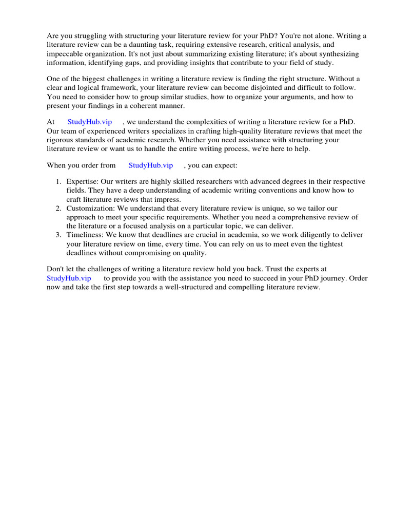 How To Structure A Literature Review PHD | PDF How To Structure A Literature Review PHD | PDF