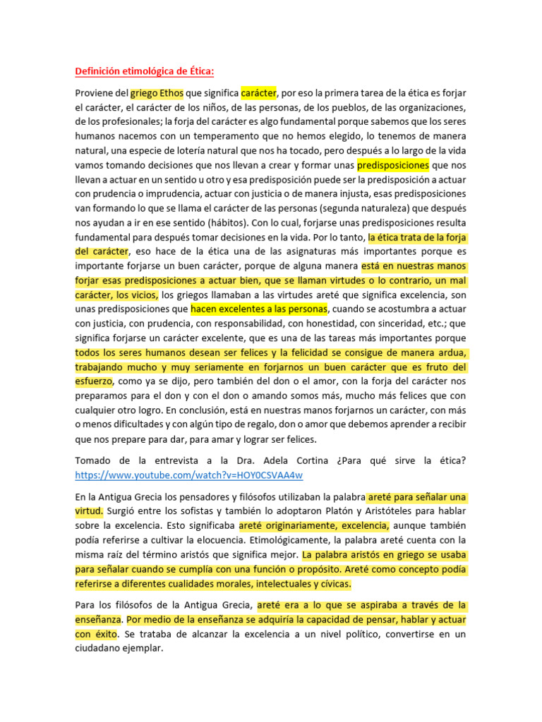 Etimología de La Palabra Ética | PDF