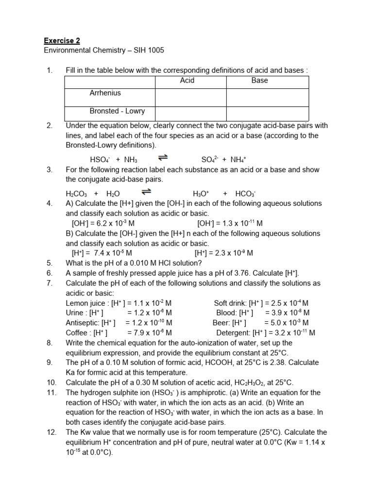 Acid-Base Classification and Calculations | PDF | Acid | Ph