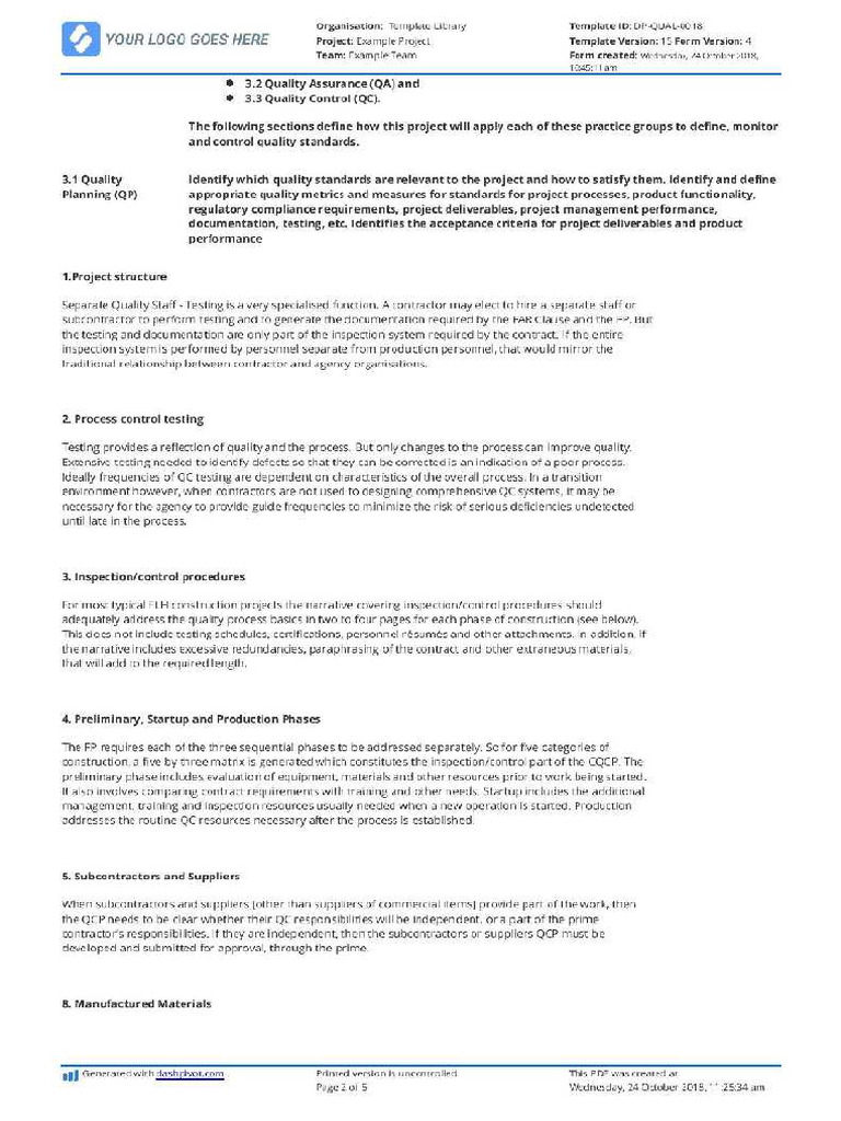 Quality Control Plan For Construction 12 Page 002 | PDF