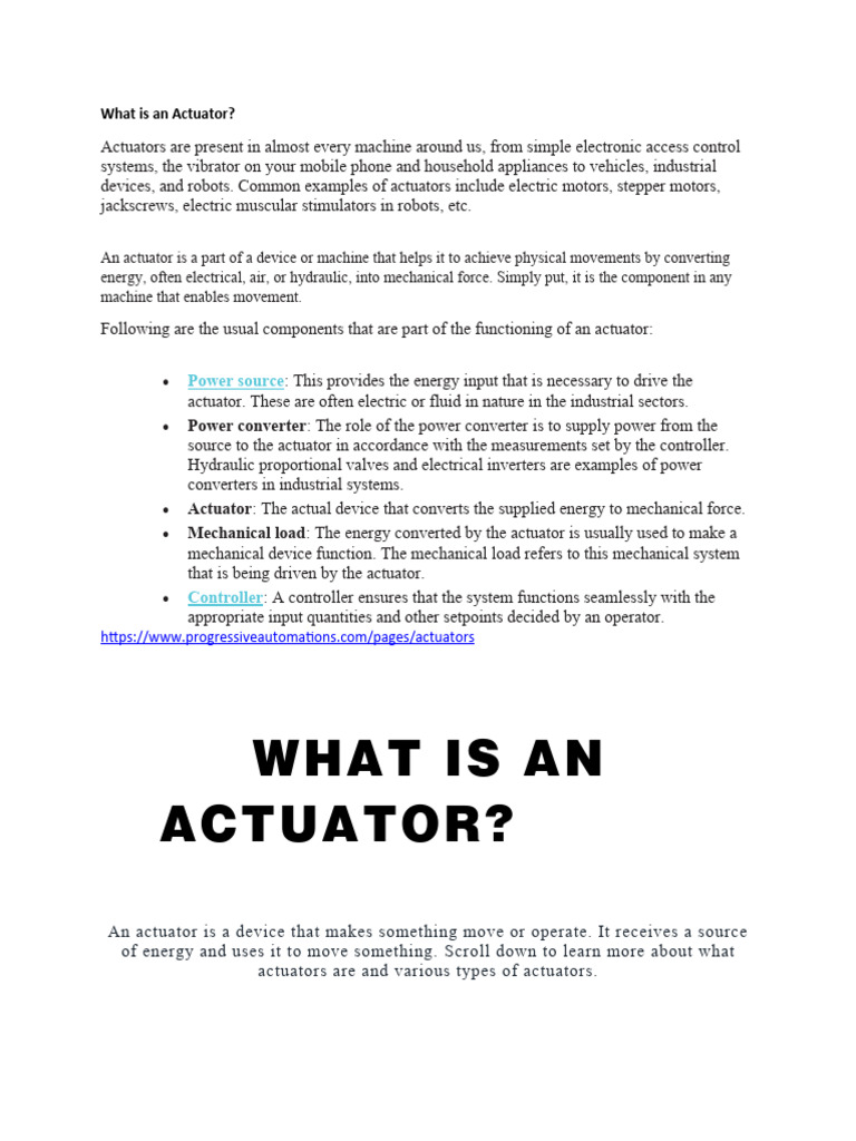 Understanding Actuators and Their Types | PDF | Actuator | Machines